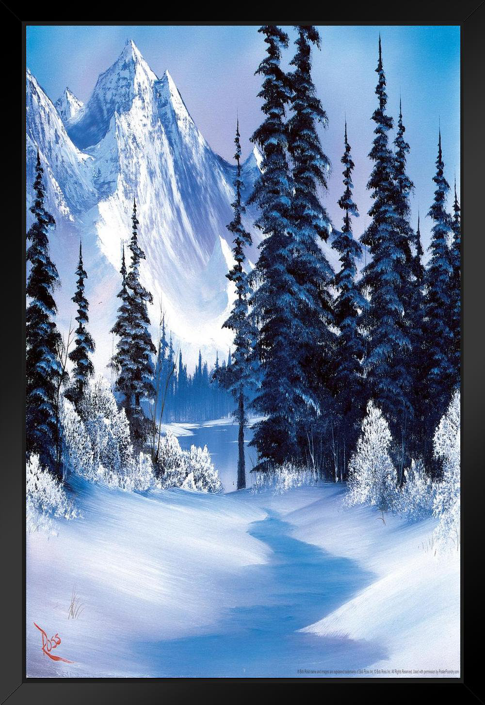 Loon Peak Bob Ross Winter Mountain Art Print Painting Bob Ross Poster ...